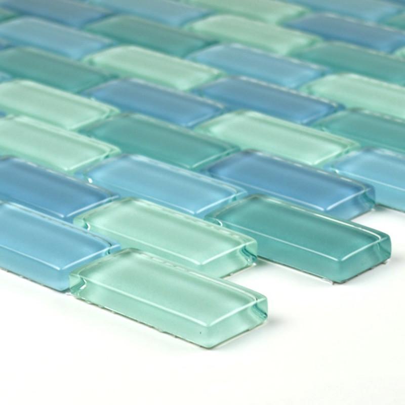 Turquoise Blue Blend 1 X 2 Gc82348t1 Mosaic Glass Tile Aquablu
