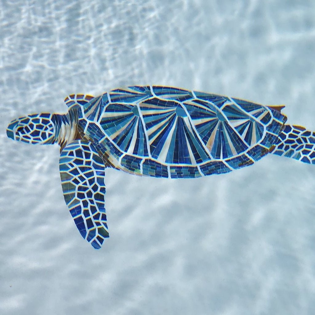 Glass Sea Turtle Pool Mosaic | G-STUL | Pool Tile Designs – AquaBlu Mosaics