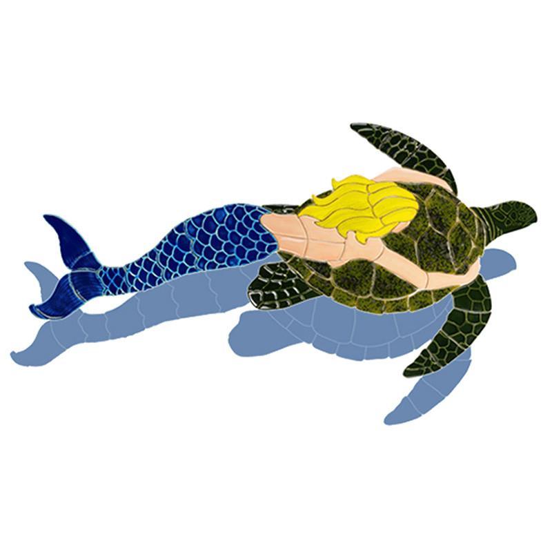 Mermaid & Turtle-Blonde w/Shadow | MT48B-41/SH | Pool Mosaic by Custom ...