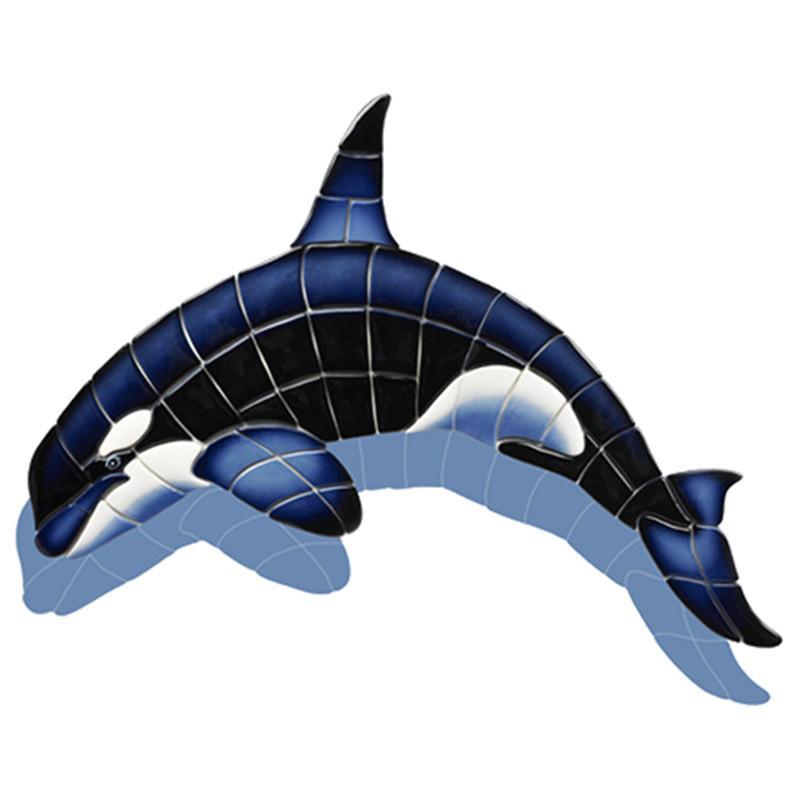 Orca-A w/Shadow | OR39-20/SH | Pool Mosaic by Custom Mosaics